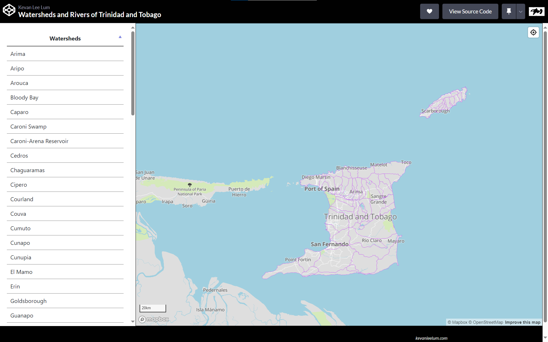 Trinidad Watershed Map – Mapping T&T